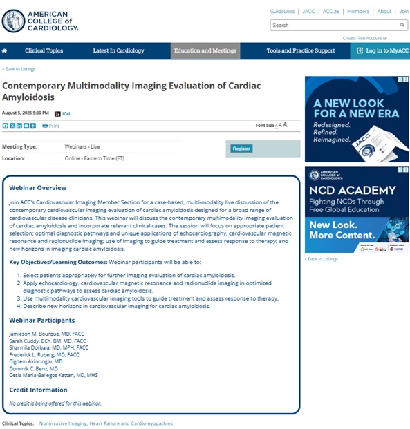 Webinar: Contemporary Multimodality Imaging Evaluation of Cardiac ...